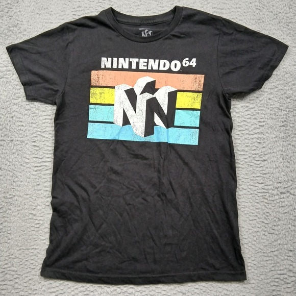 Nintendo | Shirts | Nintendo 64 Shirt Mens Small Black Retro Logo ...